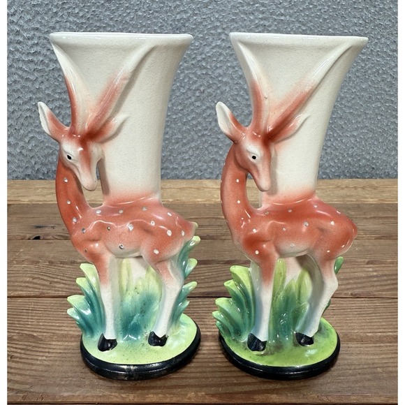 Accents | Vintage Bud Vases 6 Set Of 2 Multicolor Ceramic Deer Made In ...